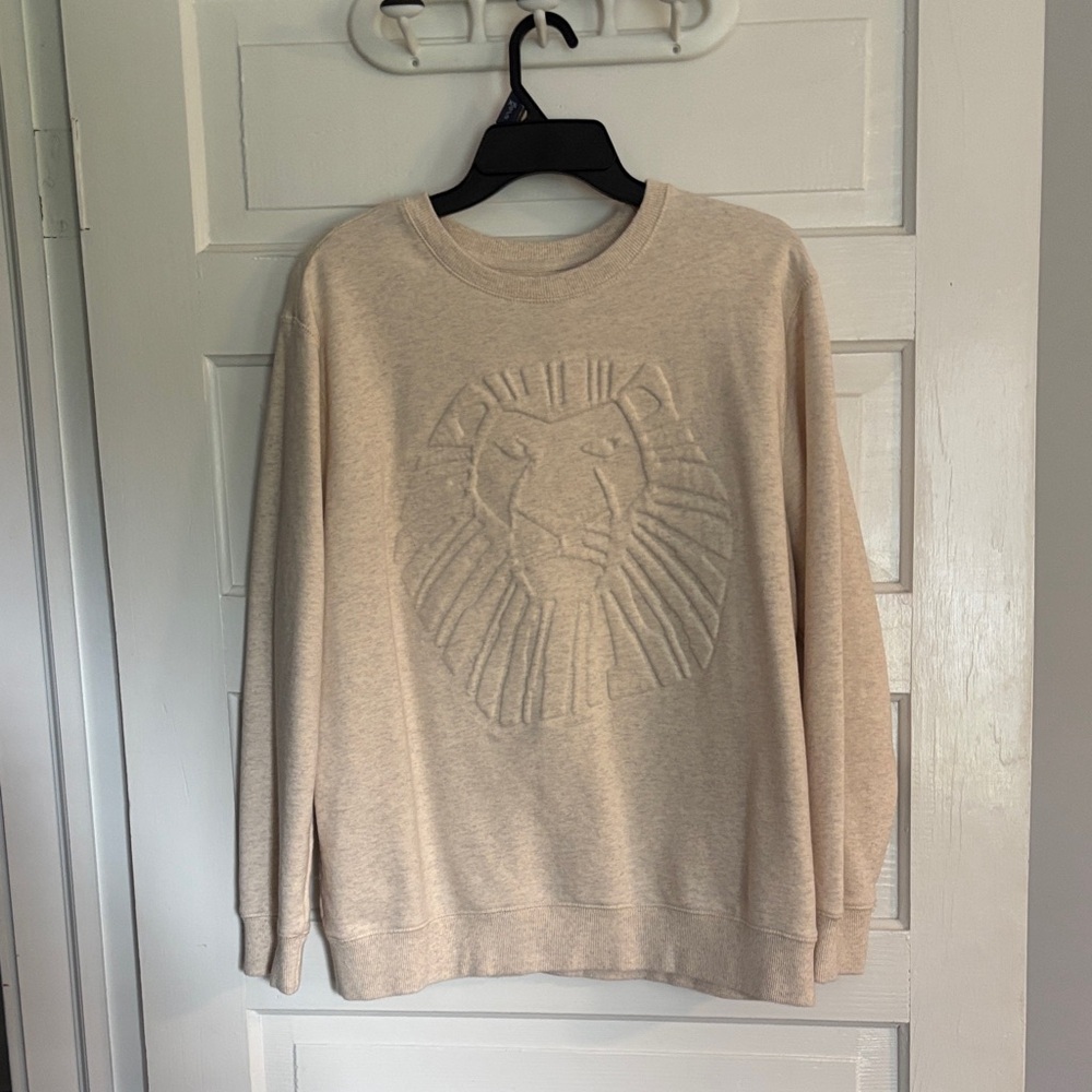 Disney Beige Lion King Crewneck Embossed Sweatshirt - Gem